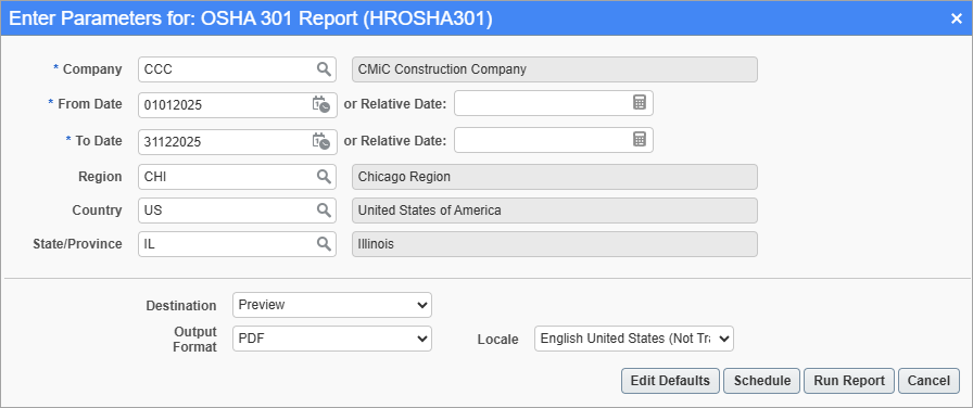 Human Resources - OSHA 301 Report