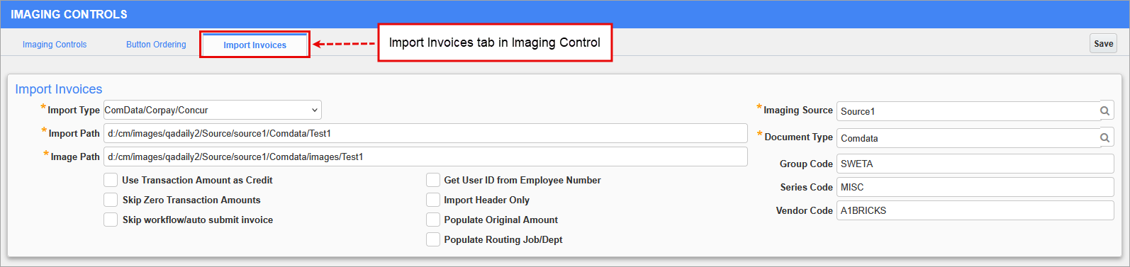 Imaging - Importing Detail Data for Registered Invoices