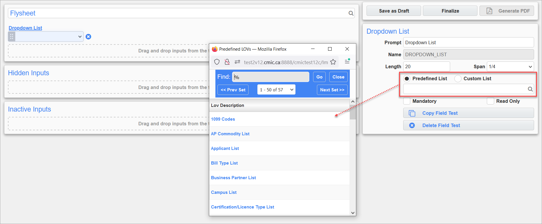 Imaging - Predefined Lists and Custom Lists in the Dynamic Flysheet Builder Imaging - Predefined Lists and Custom Lists in the Dynamic Flysheet Builder