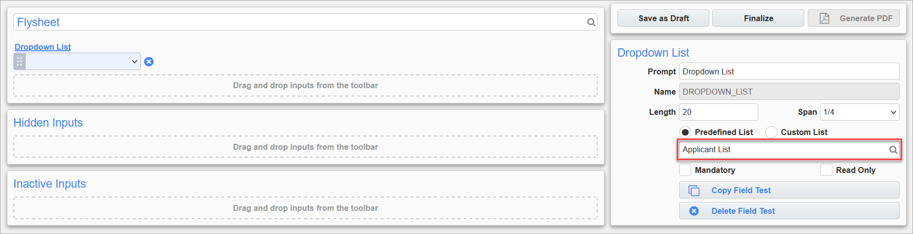 Imaging - Predefined Lists and Custom Lists in the Dynamic Flysheet Builder Imaging - Predefined Lists and Custom Lists in the Dynamic Flysheet Builder