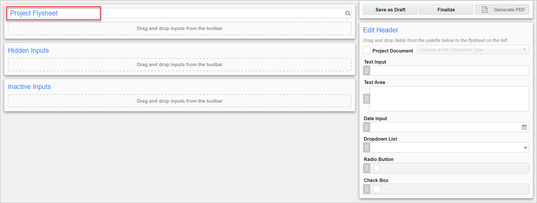 Imaging - Using Project Documents in the Flysheet Builder