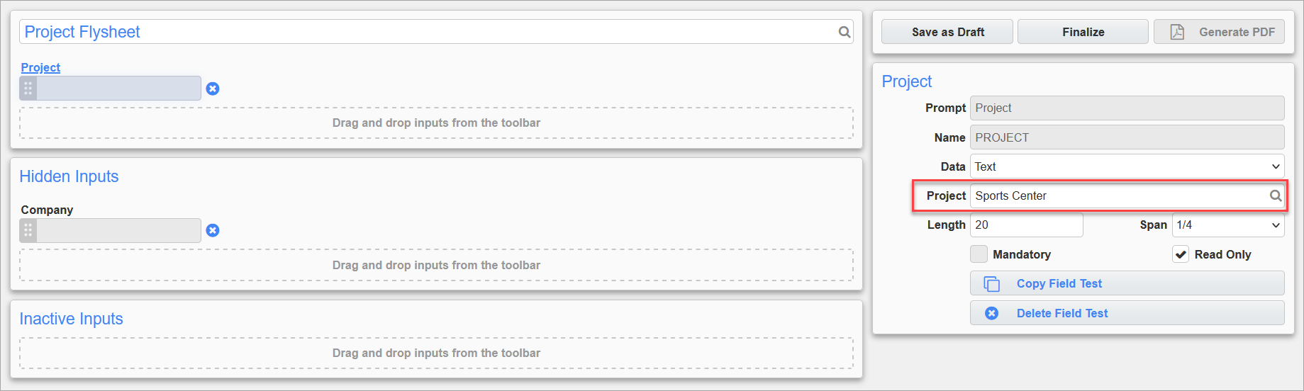 Imaging - Using Project Documents in the Flysheet Builder