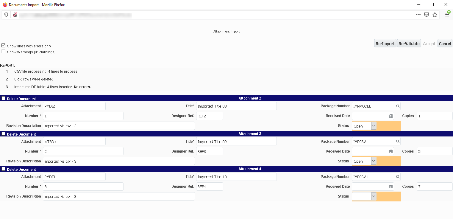 Importing Document Headers