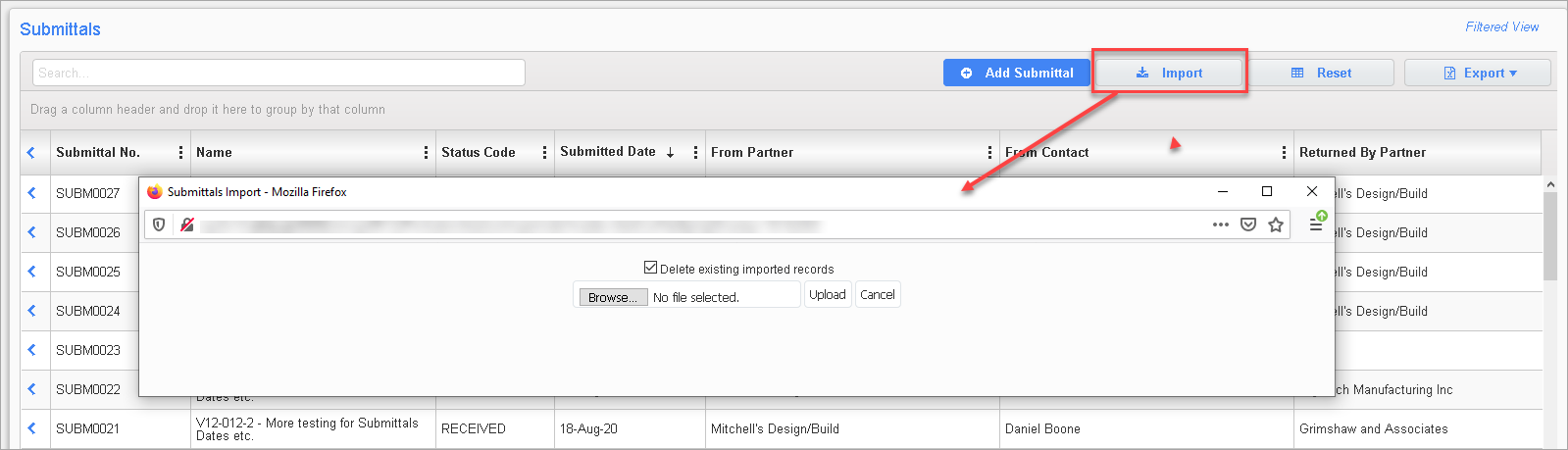 Importing Submittals