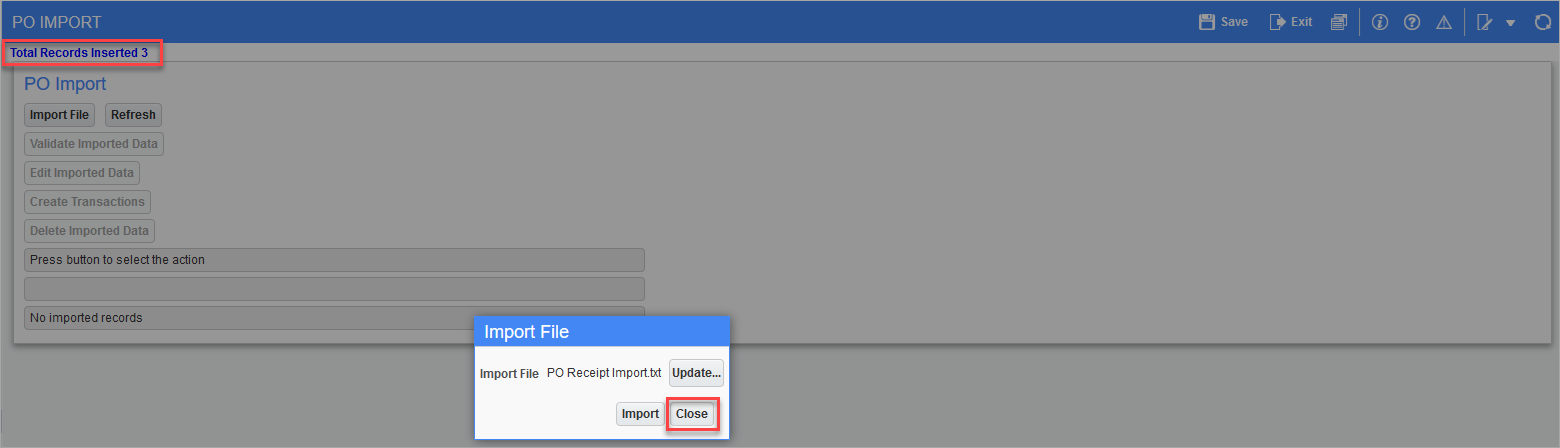 Purchase Order Receipt Import