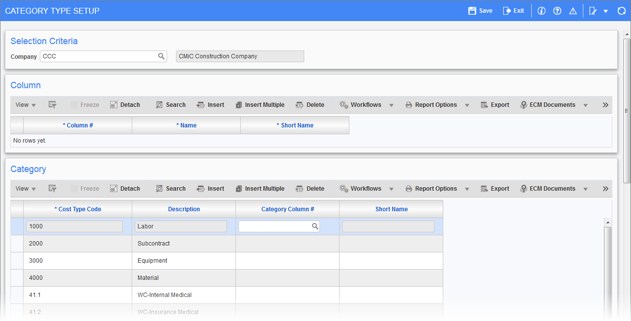 Job Billing - Category Type Setup