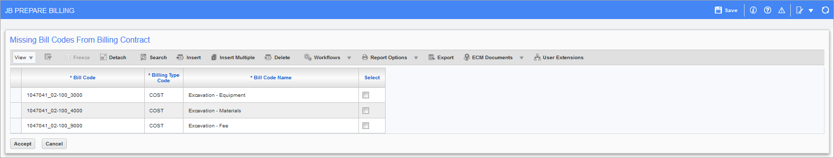 Job Billing - Preparing the Billing