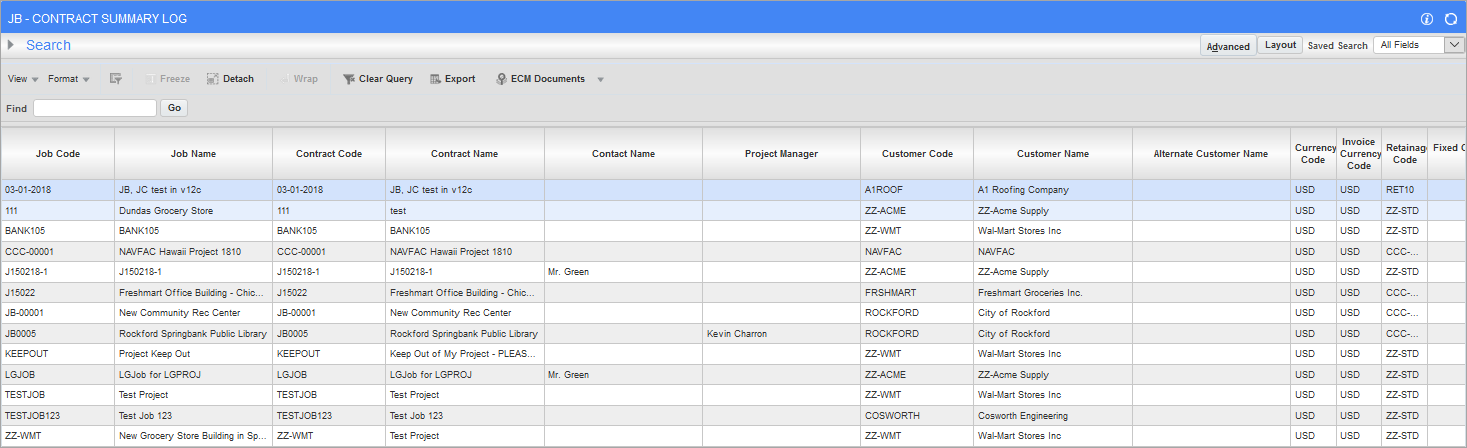 Contract Summary Query