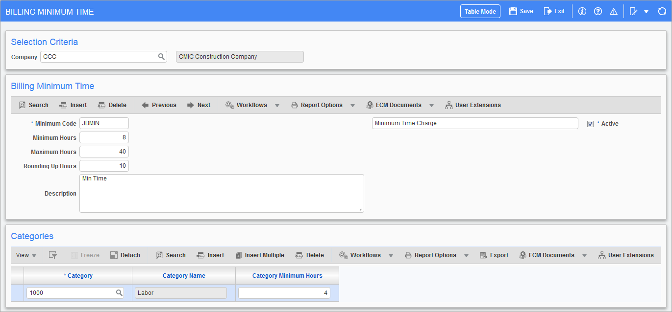 Job Billing - Setting Up Minimum Time Charges