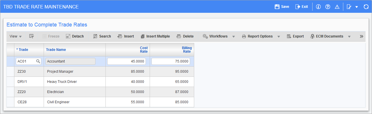 Job Costing - Contract Forecasting