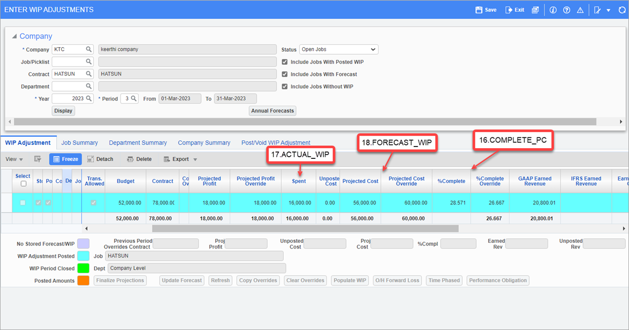 Job Costing - JC Project WIP Export