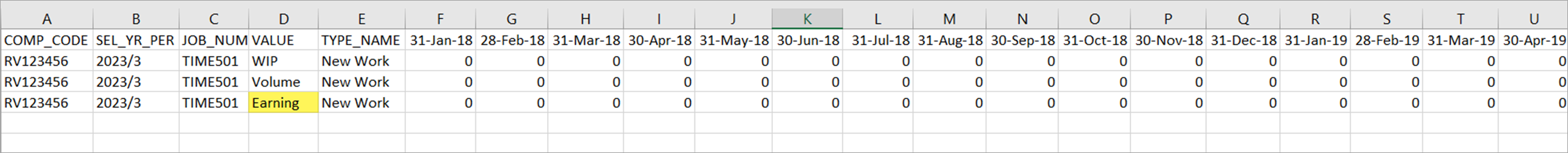 Job Costing - JC Project WIP Export