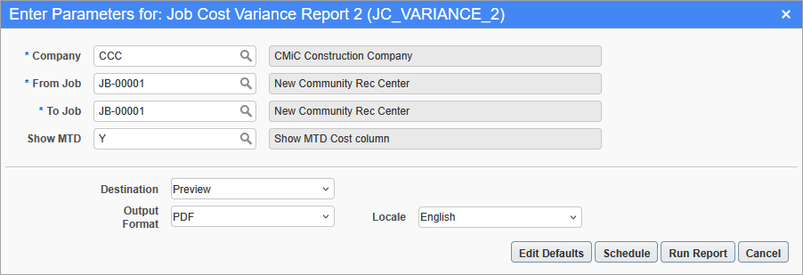 Job Costing - Job Cost Variance Report 2