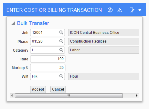 Job Costing - Entering Adjustments and Bulk Transfer