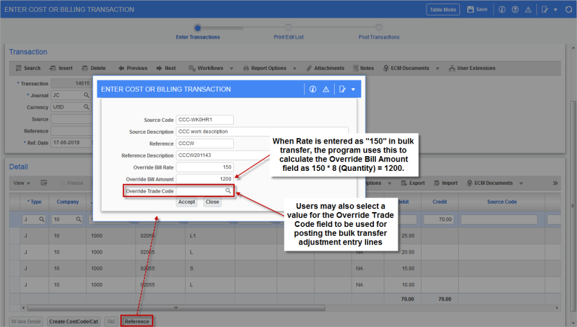 Job Costing - Entering Adjustments and Bulk Transfer