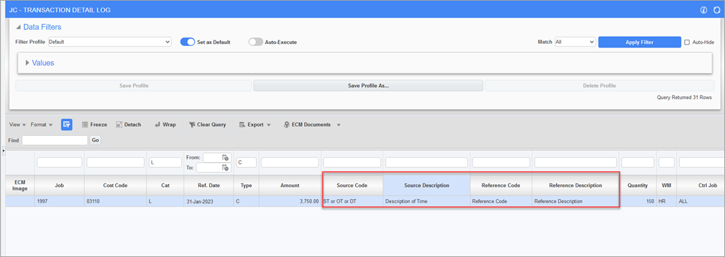 Job Costing - Using Source Code, Source Description, Reference Code ...
