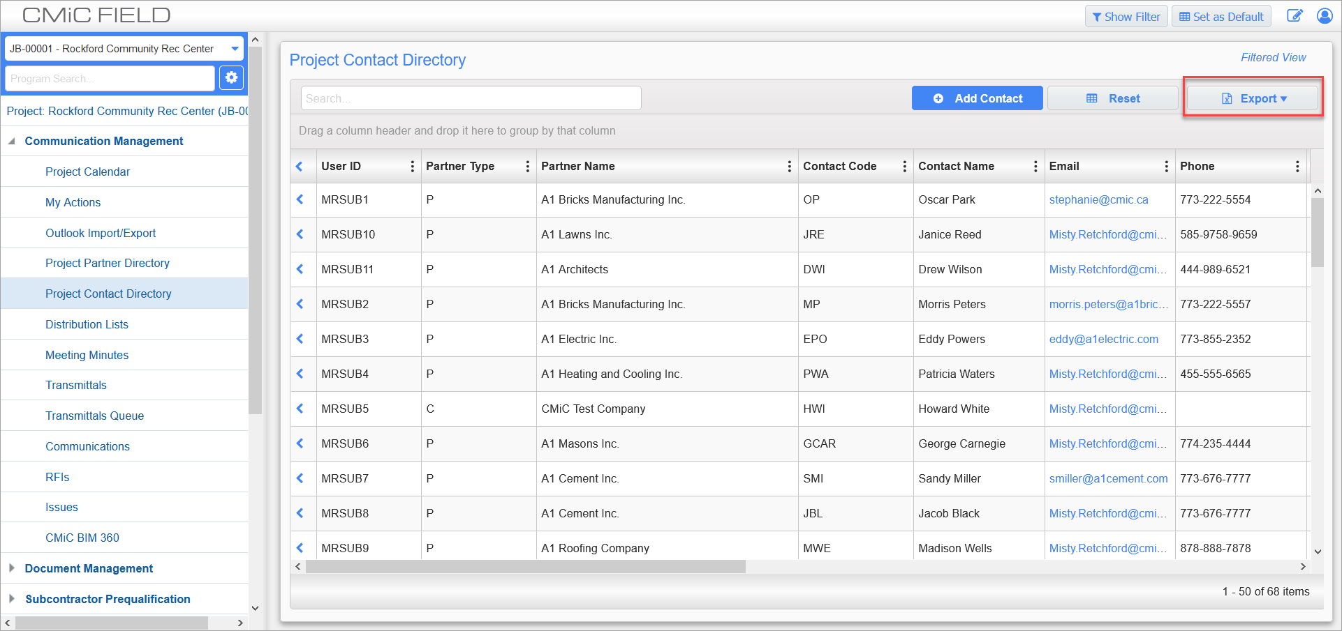 Exporting CMiC Contacts to Outlook