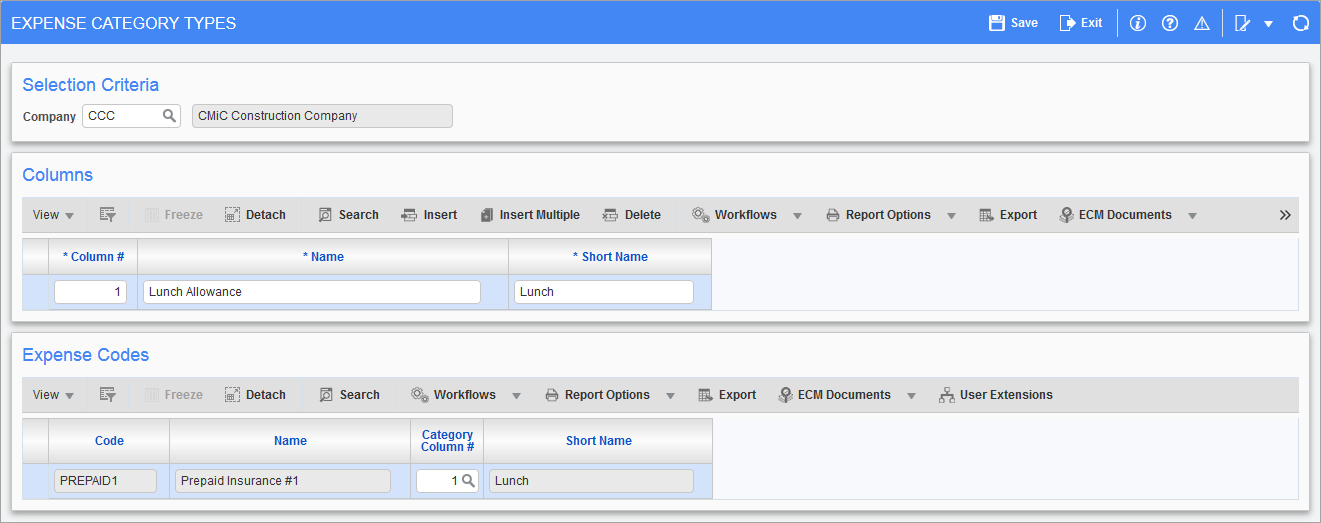 Material Sales - Expense Categories Setup