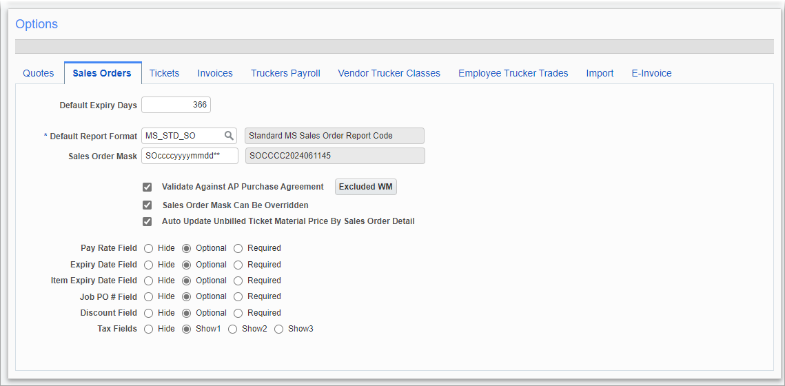 Material Sales - MS Control File - Sales Order - Tab