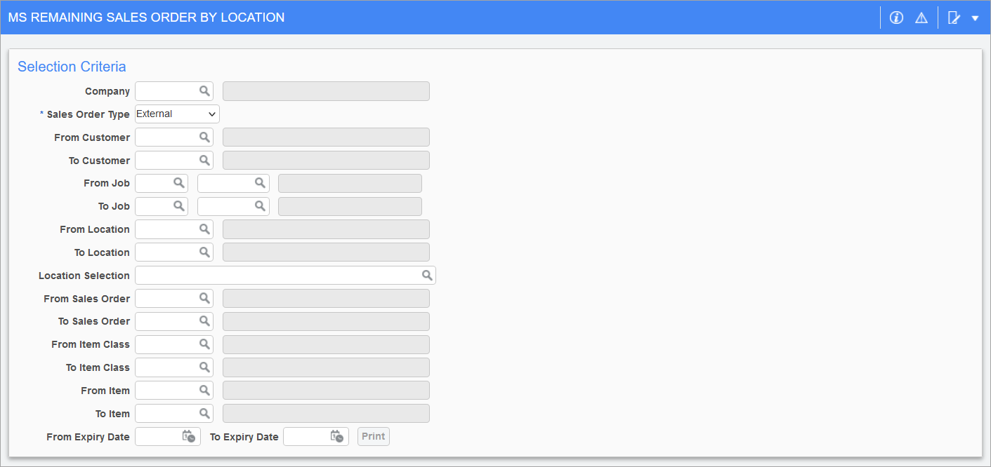 Material Sales - Remaining Sales Order By Location