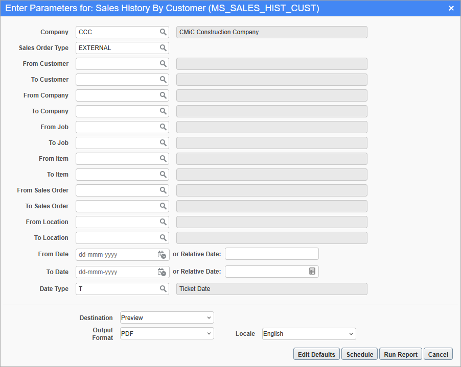 Material Sales - Sales History By Customer