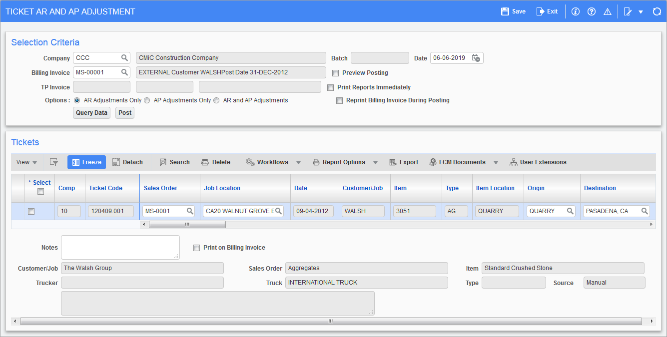 Ticket AR and AP Adjustment