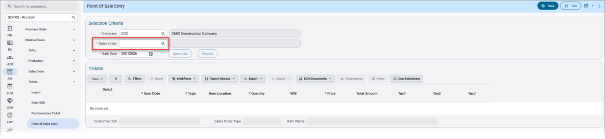 Nexus 01 Highlight - Point of Sales Entry