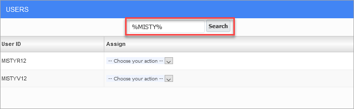 Search Added to User Access Screen
