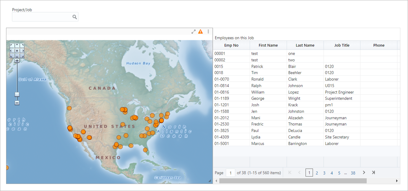 Project and Employee Map Dashboard