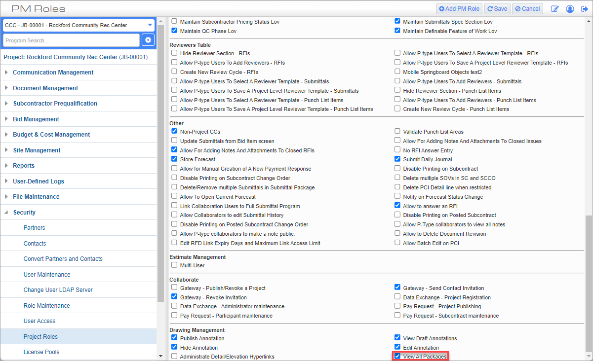 View All Drawing Packages Privilege