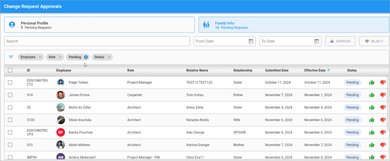 Construct ESS - Change Request Approvals