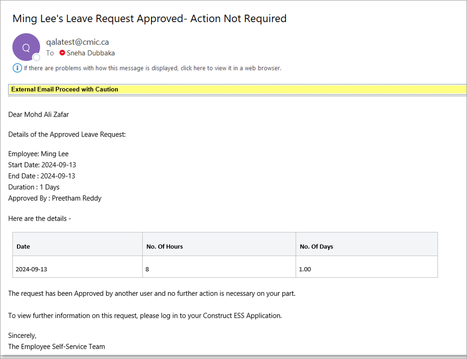 Construct ESS - Enhanced Email Notifications