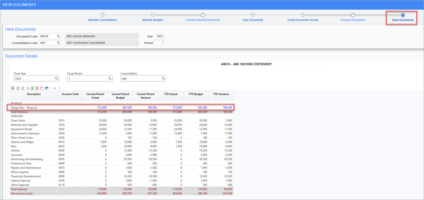 General Ledger - Range Transactions Drill-Down Feature