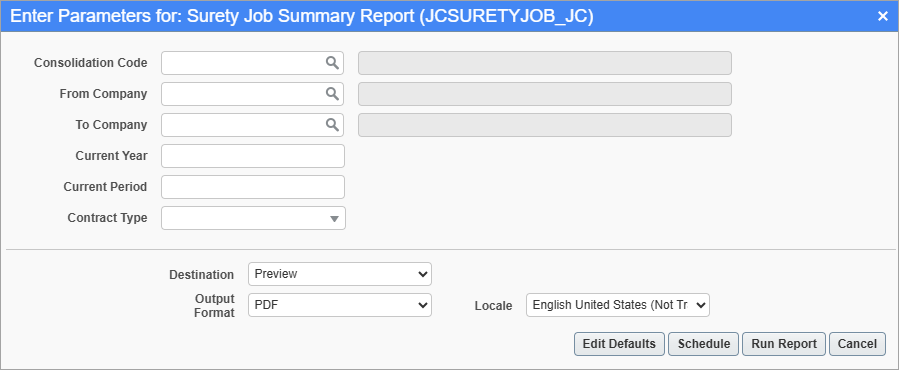 Opportunity Management - Surety Job Summary Report