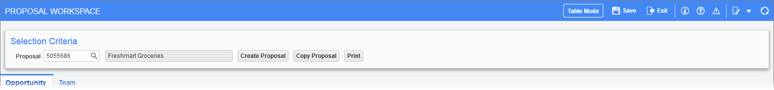 Opportunity Management - Proposal Workspace - Screen