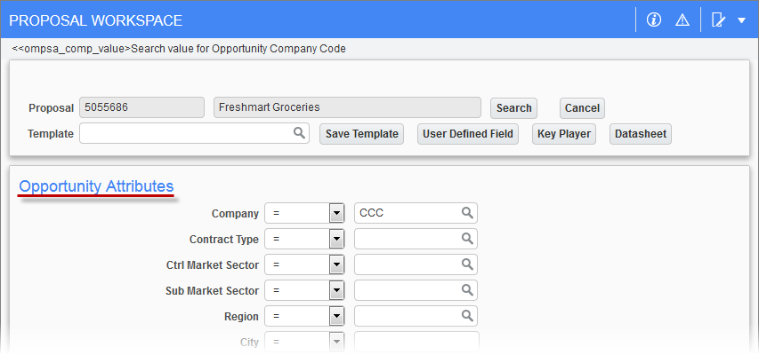 Opportunity Management - Proposal Workspace - Screen