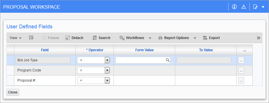 Opportunity Management - Proposal Workspace - Screen
