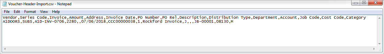 Importing Voucher Header (associated to PO)