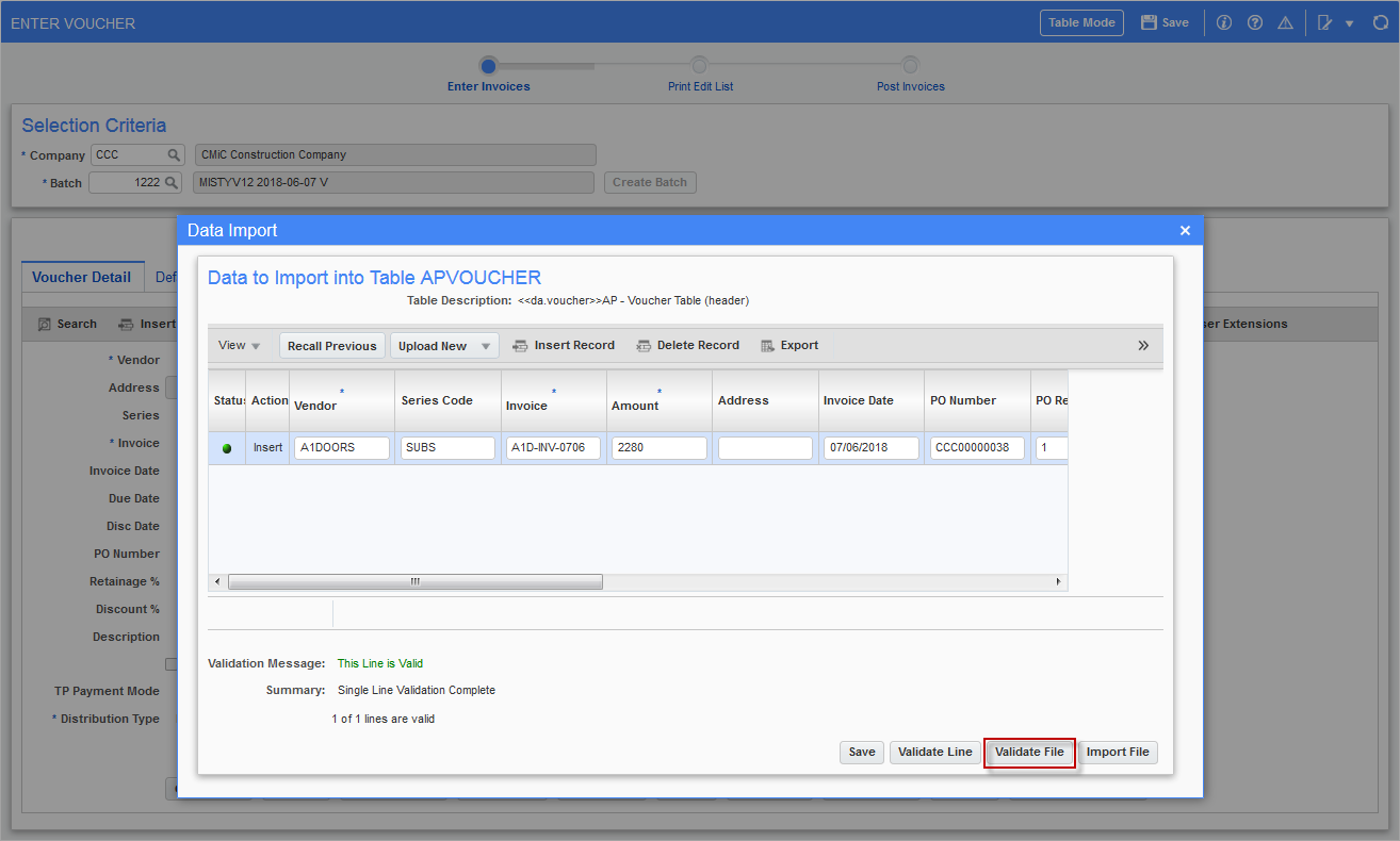 Importing Voucher Header (associated to PO)
