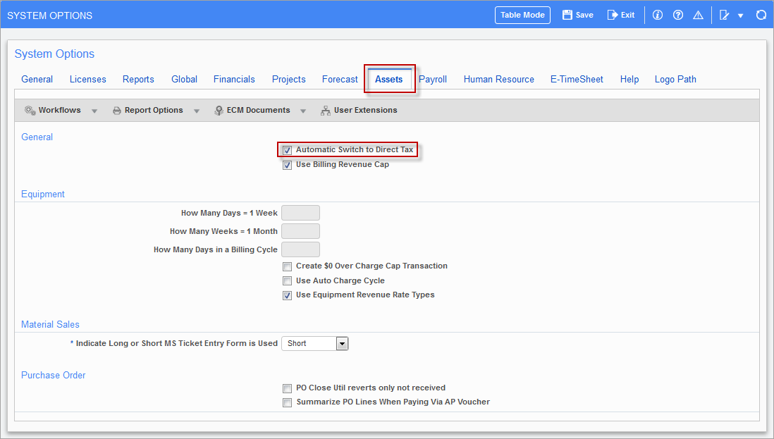 PO Setup - System Data Module