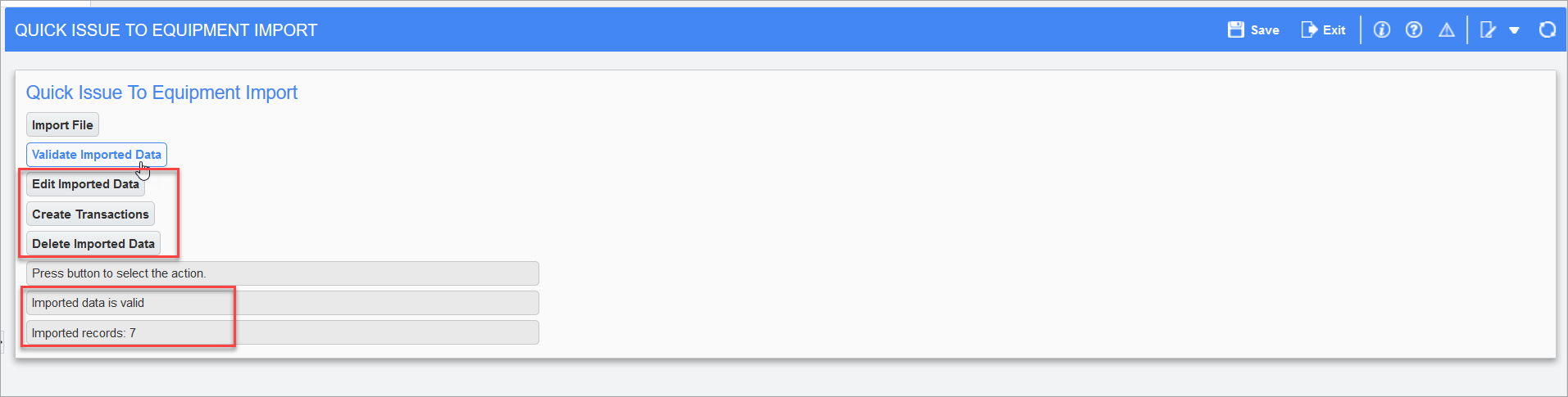 PRM Quick Inventory Issue To Equipment