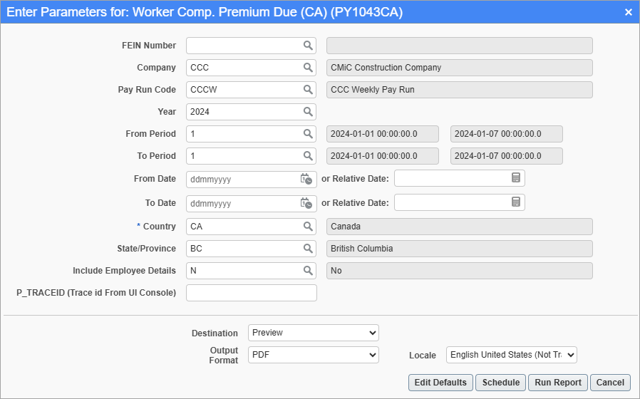 International Payroll - Worker Compensation Premium Due (CA)