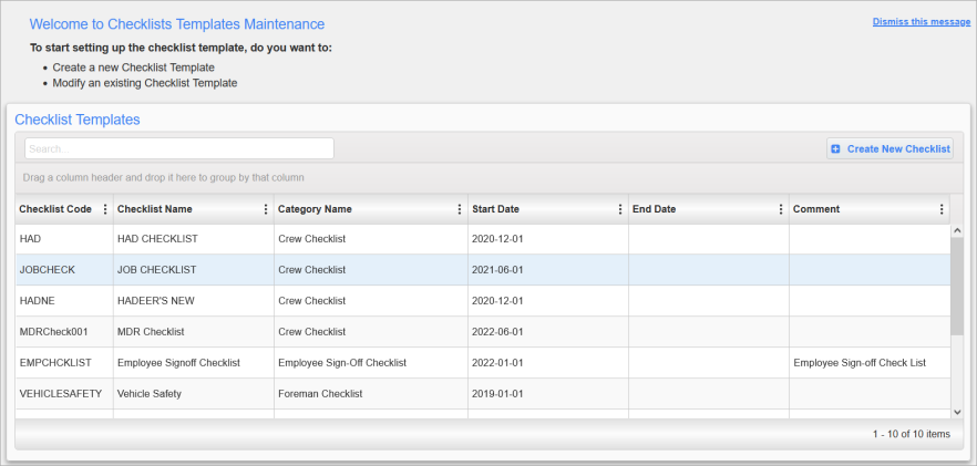 E-Time - Checklist Templates