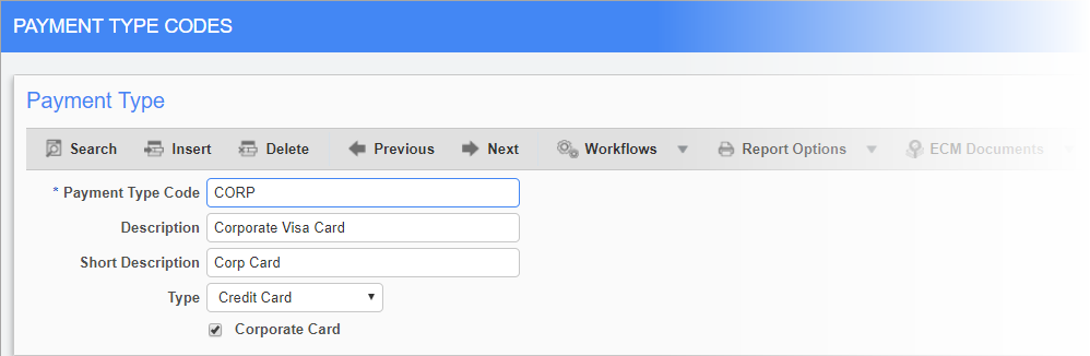 E-Time - Payment Type Codes