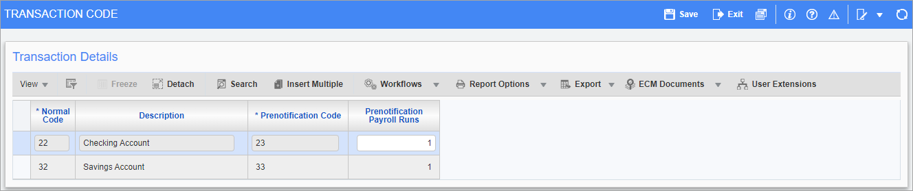 US Payroll - Transaction Code