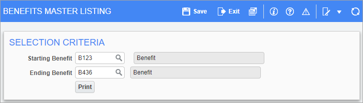 US Payroll - Benefits Master Listing