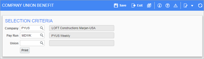 US Payroll - Company Union Benefit