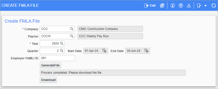 US Payroll - Create FMLA File