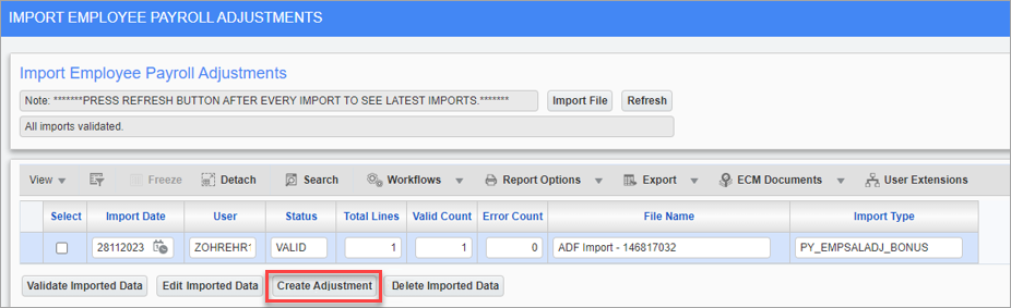 Importing Employee Payroll Adjustments