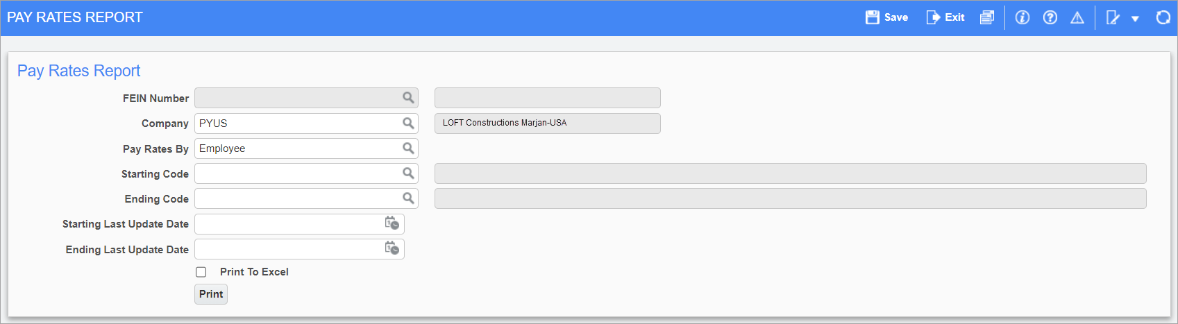 US Payroll - Pay Rates Report